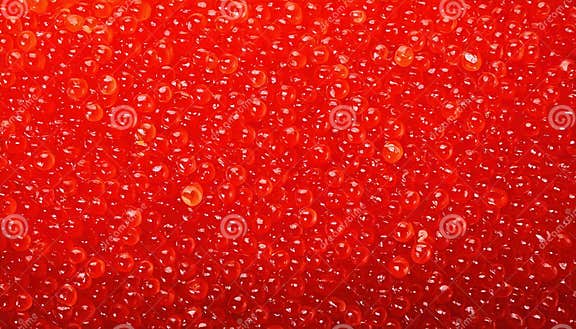 Bright Red Fish Roe Glistens Under Soft Light Showcasing Vibrant ...