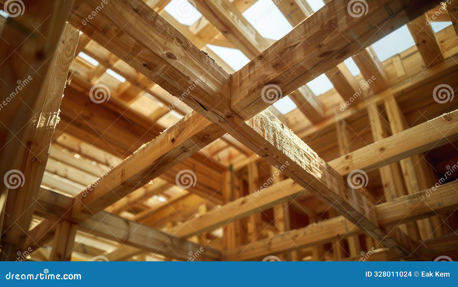 Intricate Timber Beam Roofing Framework at a Development Site a Close ...