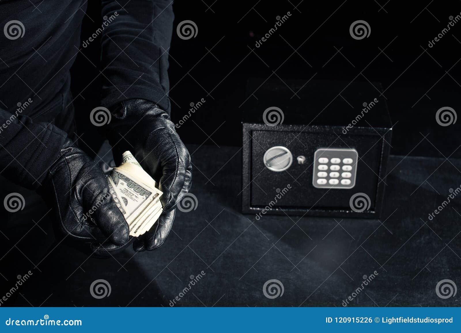 Close-up View of Robber in Gloves Taking Dollars Stock Photo - Image of ...