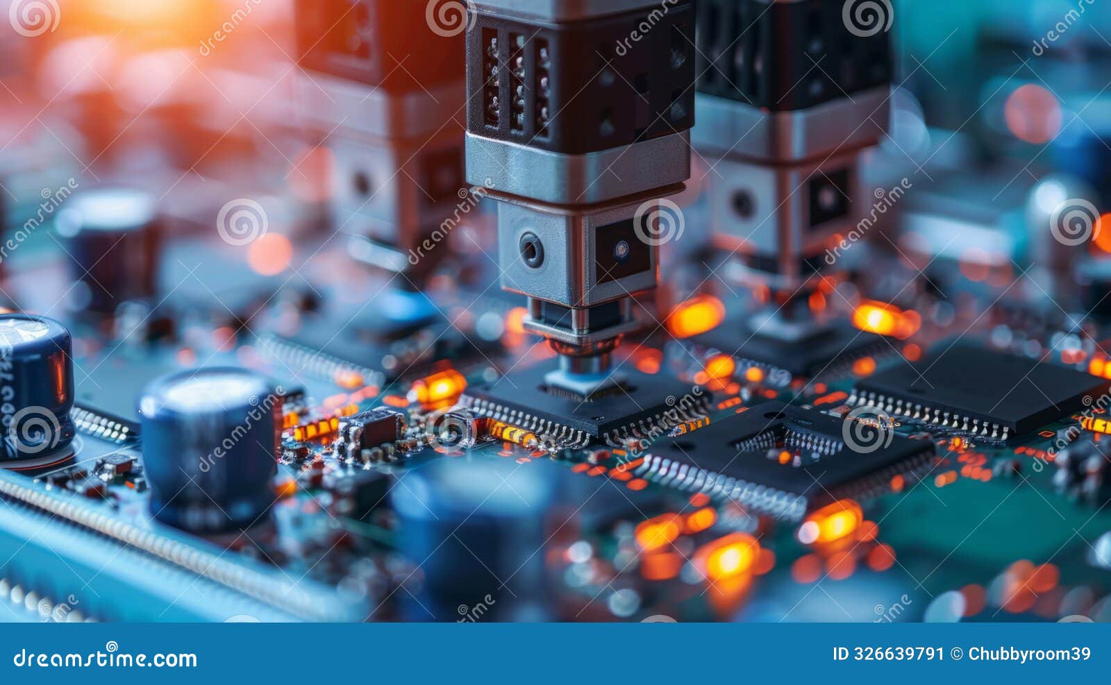 Close-up View of a Robotic Arm Engaged in Precision Work on an ...