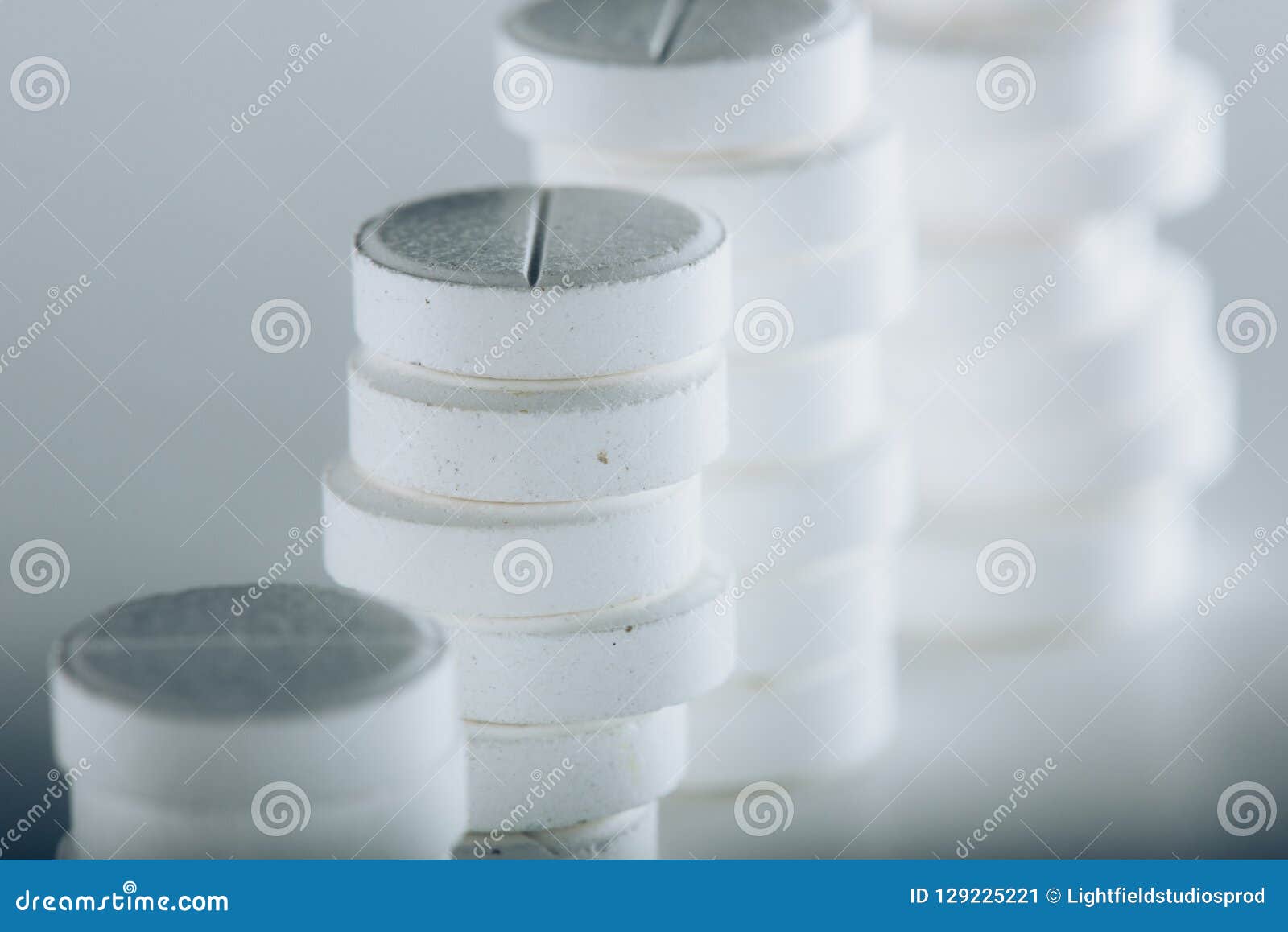 Close-up View of Round White Tablets Stacked Stock Image - Image of ...