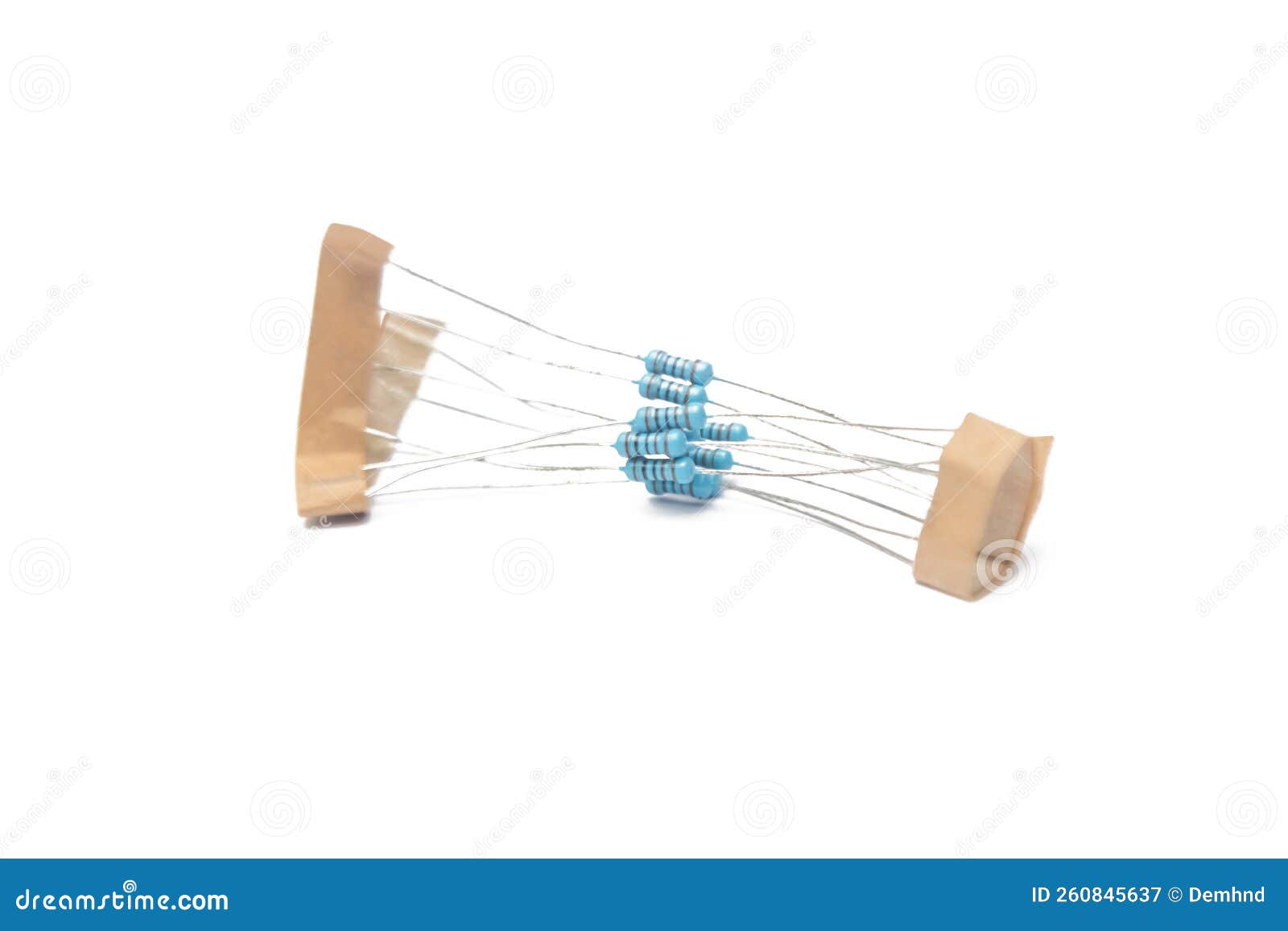 Close-up View of the Same Color Coded Blue Resistor Group on a White ...