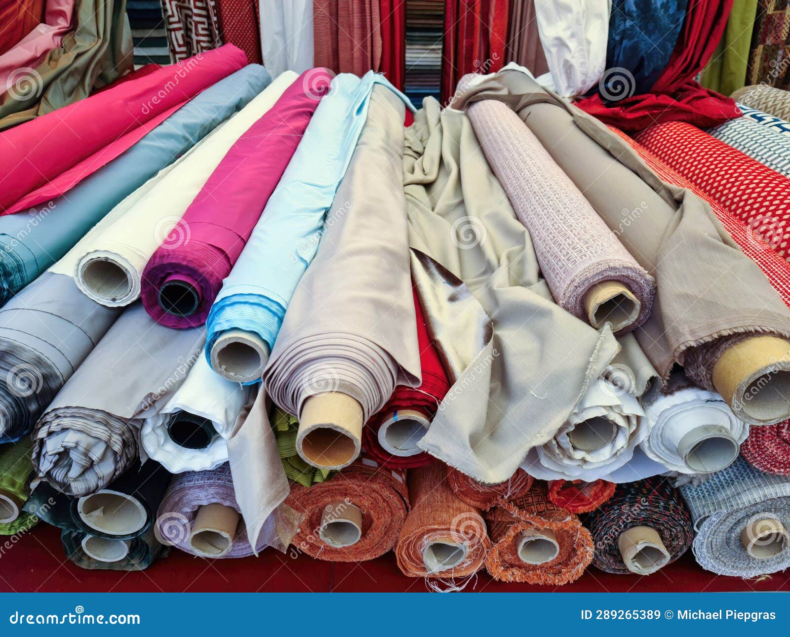 Close Up View on Samples of Cloth and Fabrics in Different Colors Stock ...