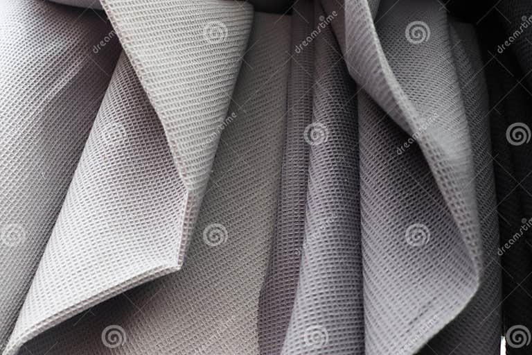 Close Up View on Samples of Cloth and Fabrics in Different Colors Stock ...