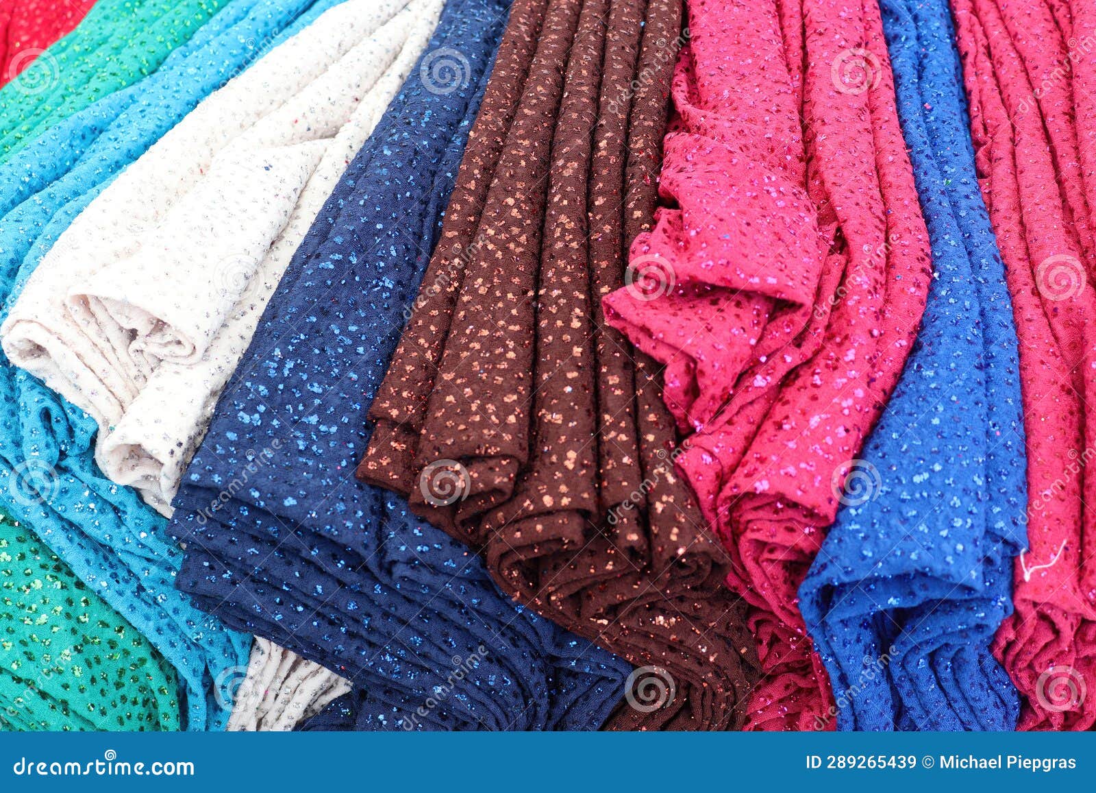 Close Up View on Samples of Cloth and Fabrics in Different Colors Stock ...
