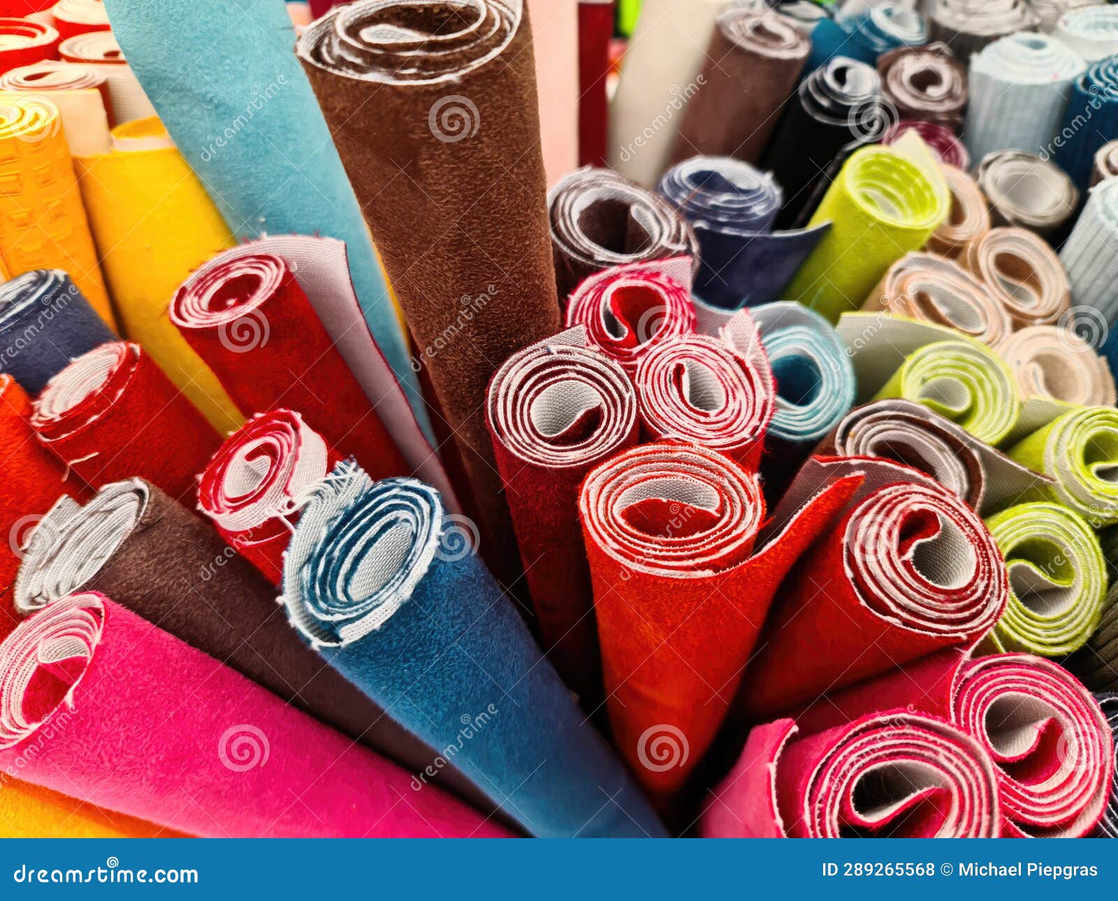 Close Up View on Samples of Cloth and Fabrics in Different Colors Stock ...