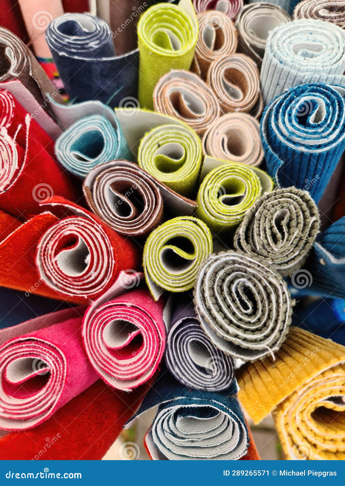 Close Up View on Samples of Cloth and Fabrics in Different Colors Stock ...