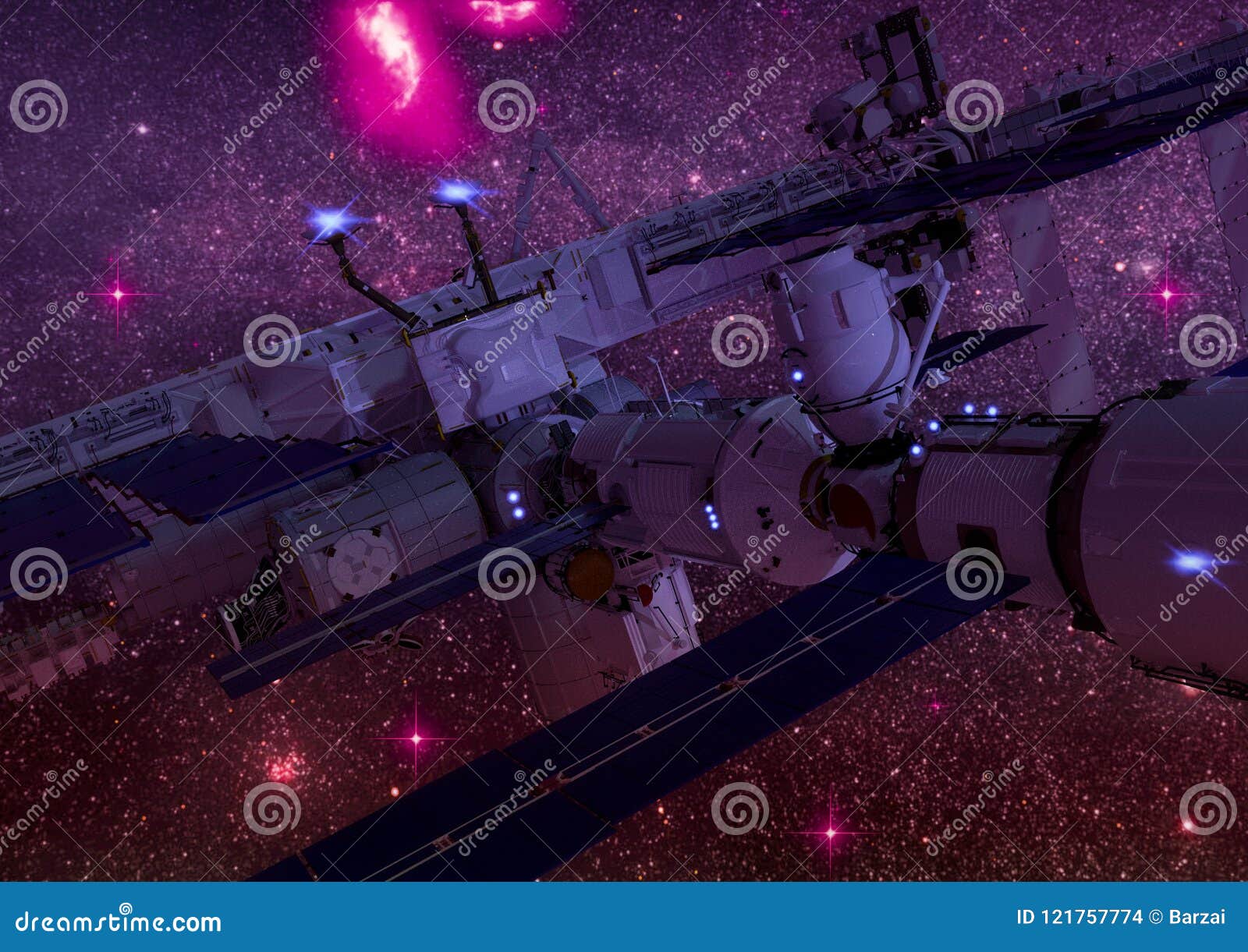 Close-up View of a Sci-fi Space Station in the Outer Space. Stock ...