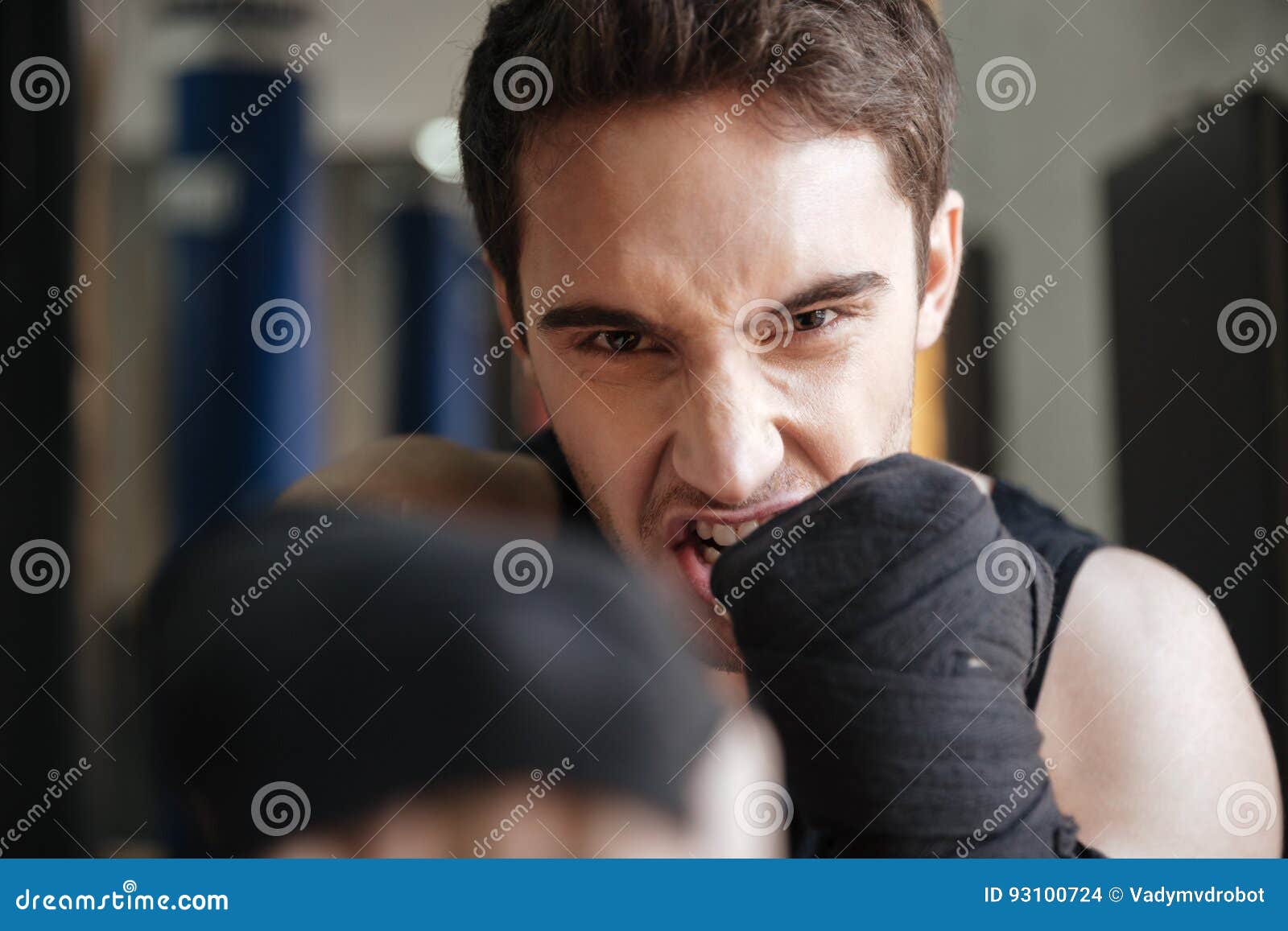 Close Up View of Screaming Boxer Doing Exercise in Gym Stock Photo ...
