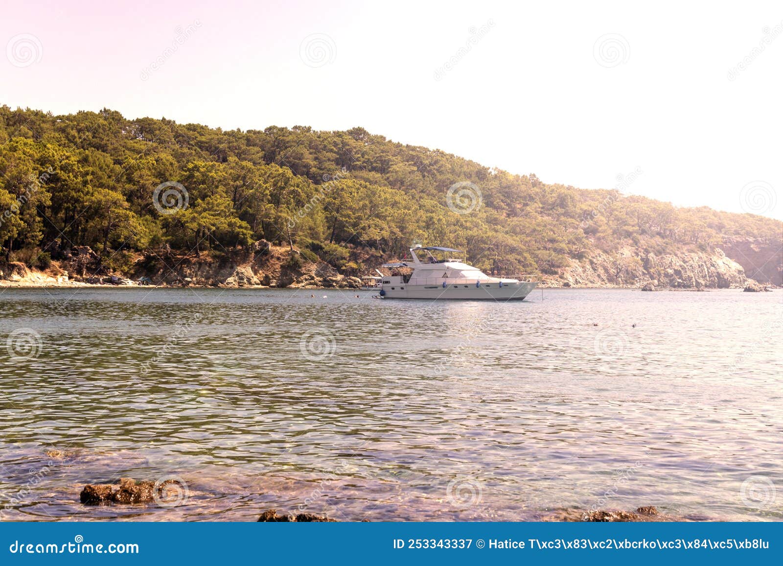Close-up View of Sea Level, Floating Human Heads and Sea Boat. Stock ...