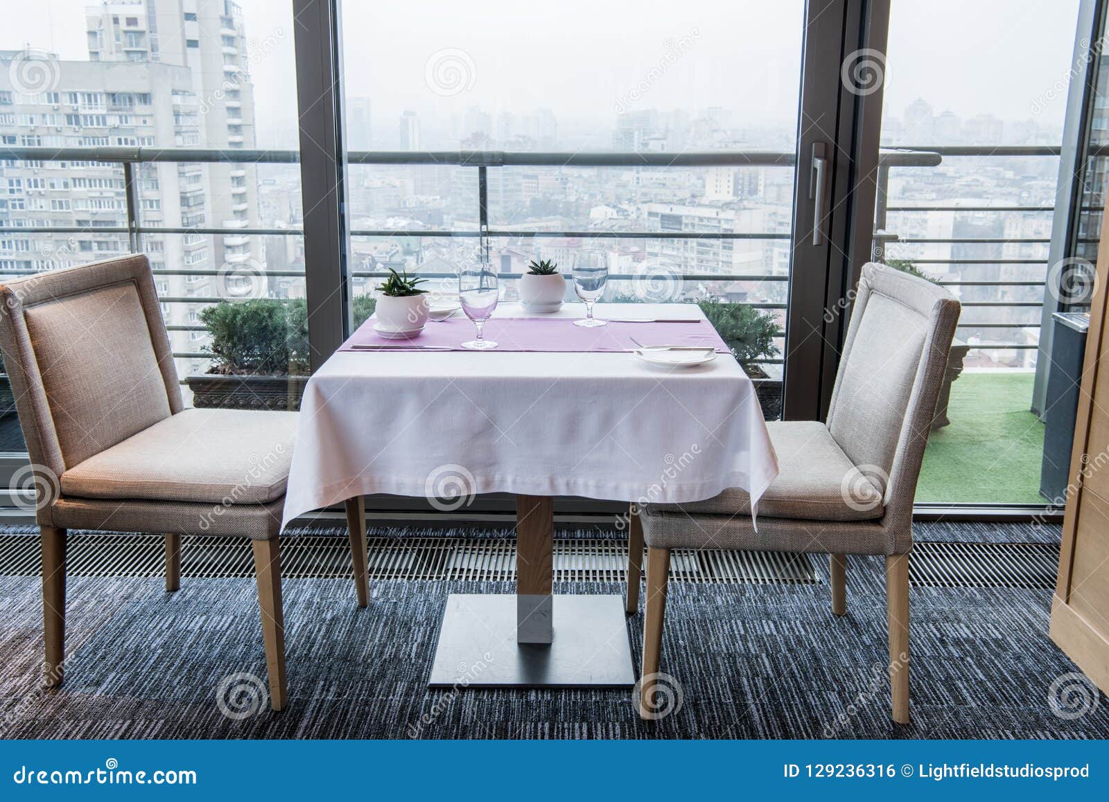 Close Up View of Served Table and Chairs Stock Photo - Image of chairs ...