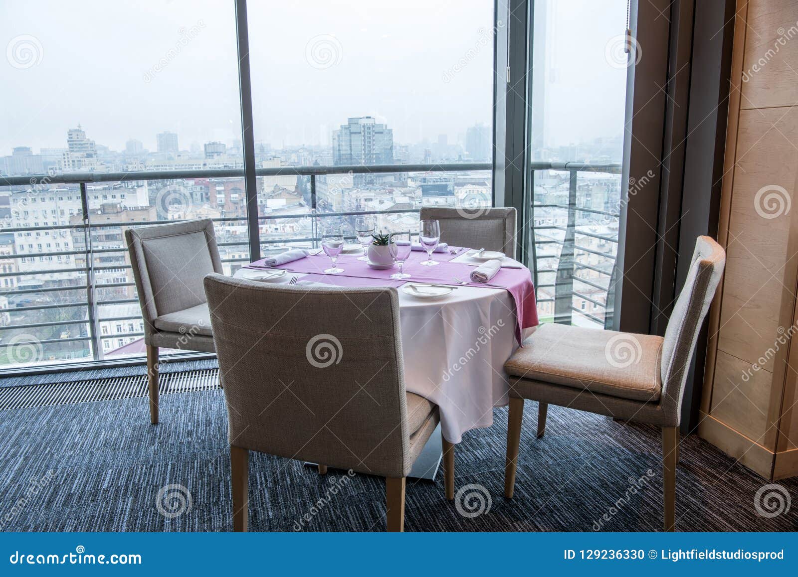Close Up View of Served Table and Chairs Stock Photo - Image of empty ...