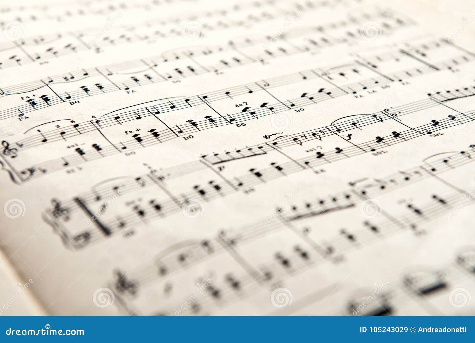 Close Up View of Sheet with Musical Notes Stock Image - Image of ...
