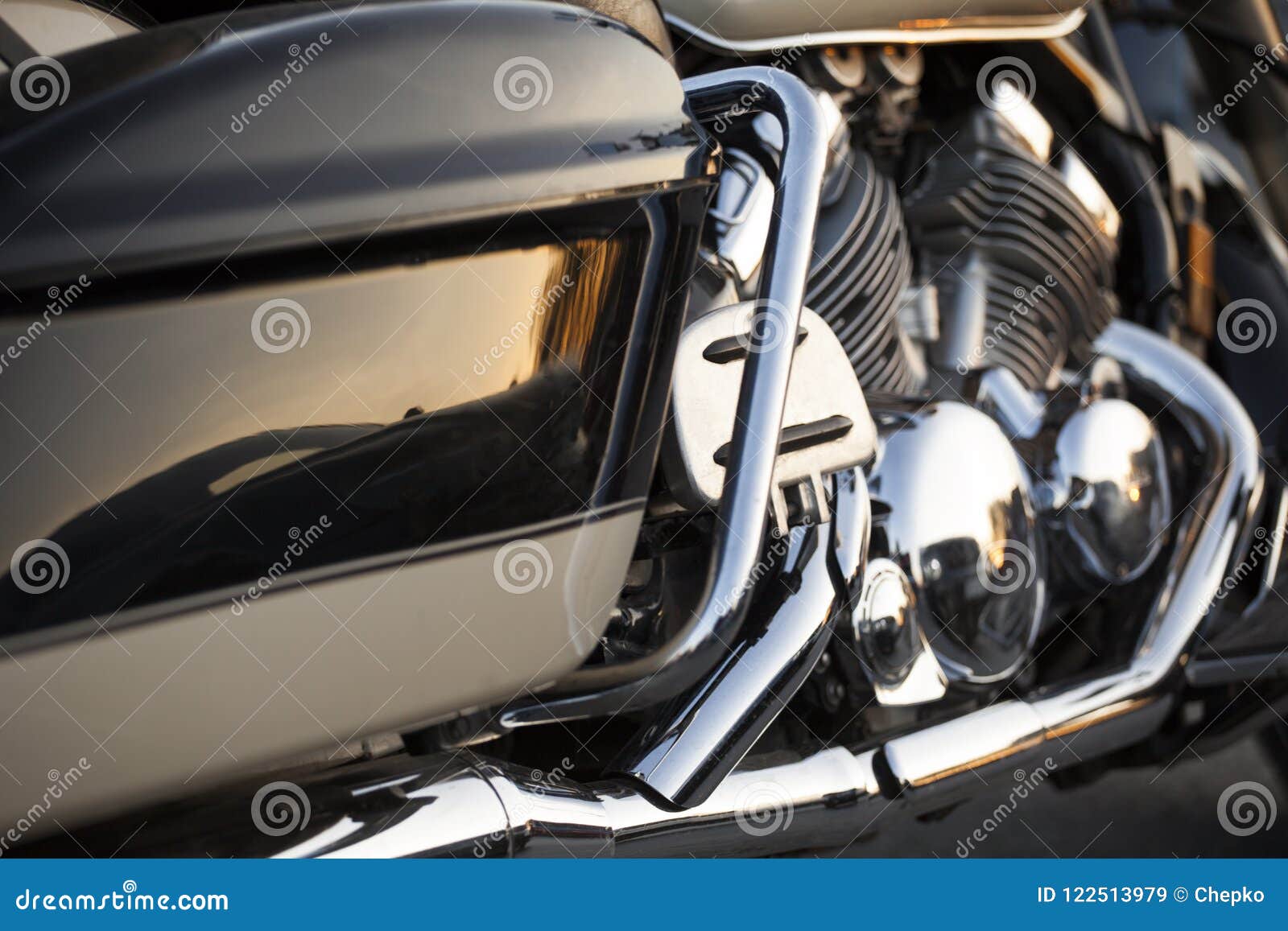 Close Up View of a Shiny Chrome Motorcycle Design Engine with Ex Stock ... Close Up View of a Shiny Chrome Motorcycle Design Engine with Ex Stock ...