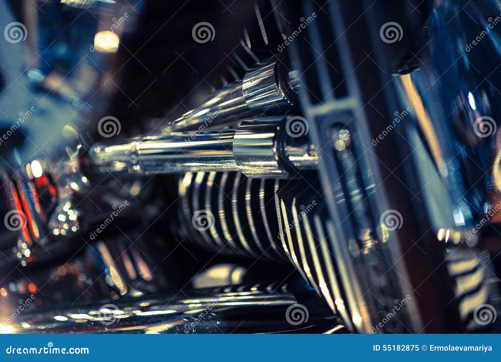 Close Up View of a Shiny Motorcycle Engine. Macro Stock Image - Image ...
