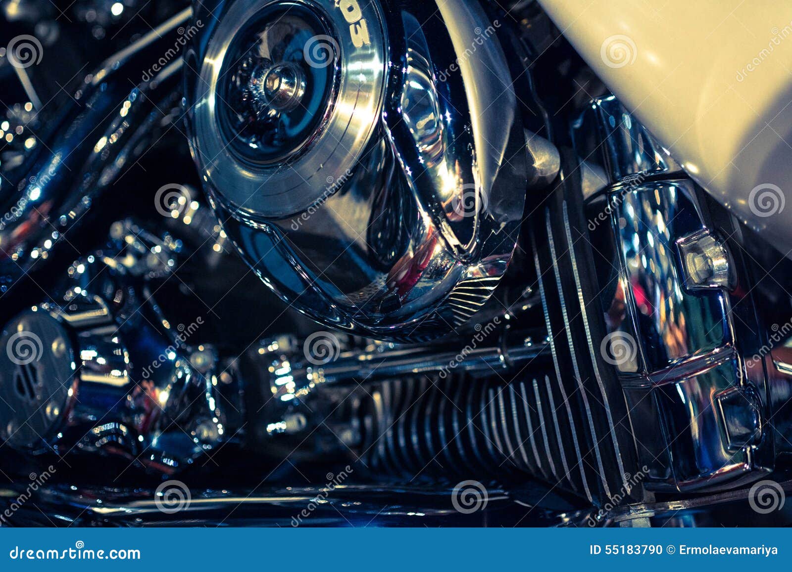 Close Up View of a Shiny Motorcycle Engine. Macro Stock Photo - Image ...