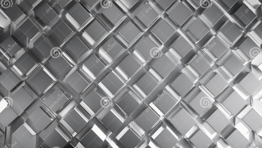 Close-up of Silver Square Pattern, Each Square Slightly Raised and Set ...