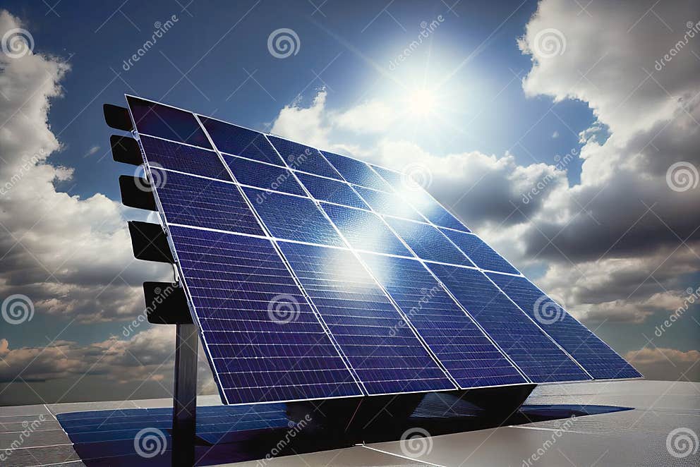 Close-up View of a Single Element of a Solar Panel Power Plant. the ...