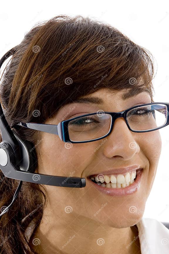 Close Up View of Smiling Service Provider Stock Image - Image of ...