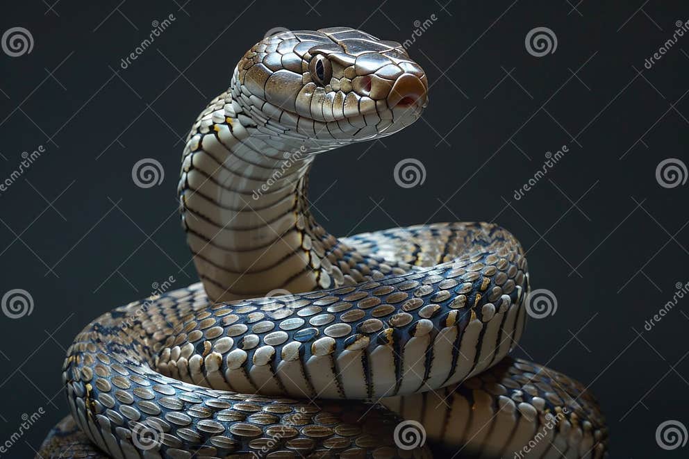 A Close-up View of a Snake Against a Dark, Featureless Backdrop Stock ...
