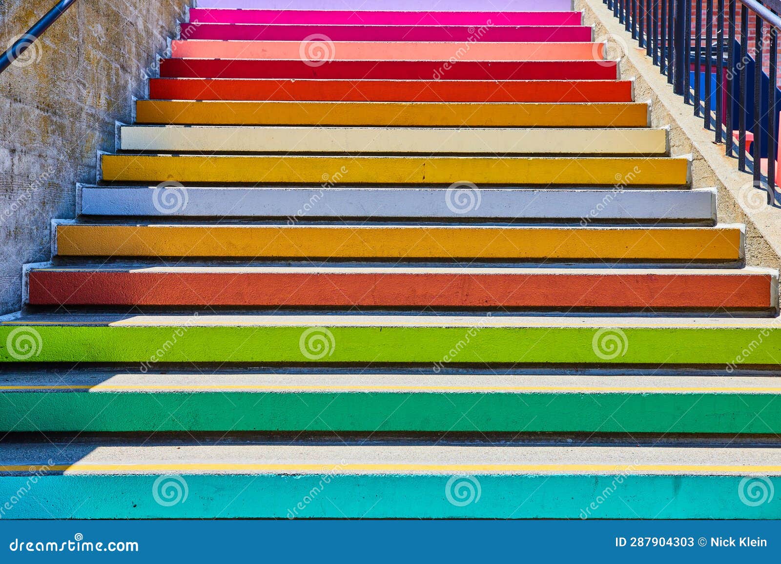 Close Up View of Solid Colors on Edge of Pastel Colored Stairs ...