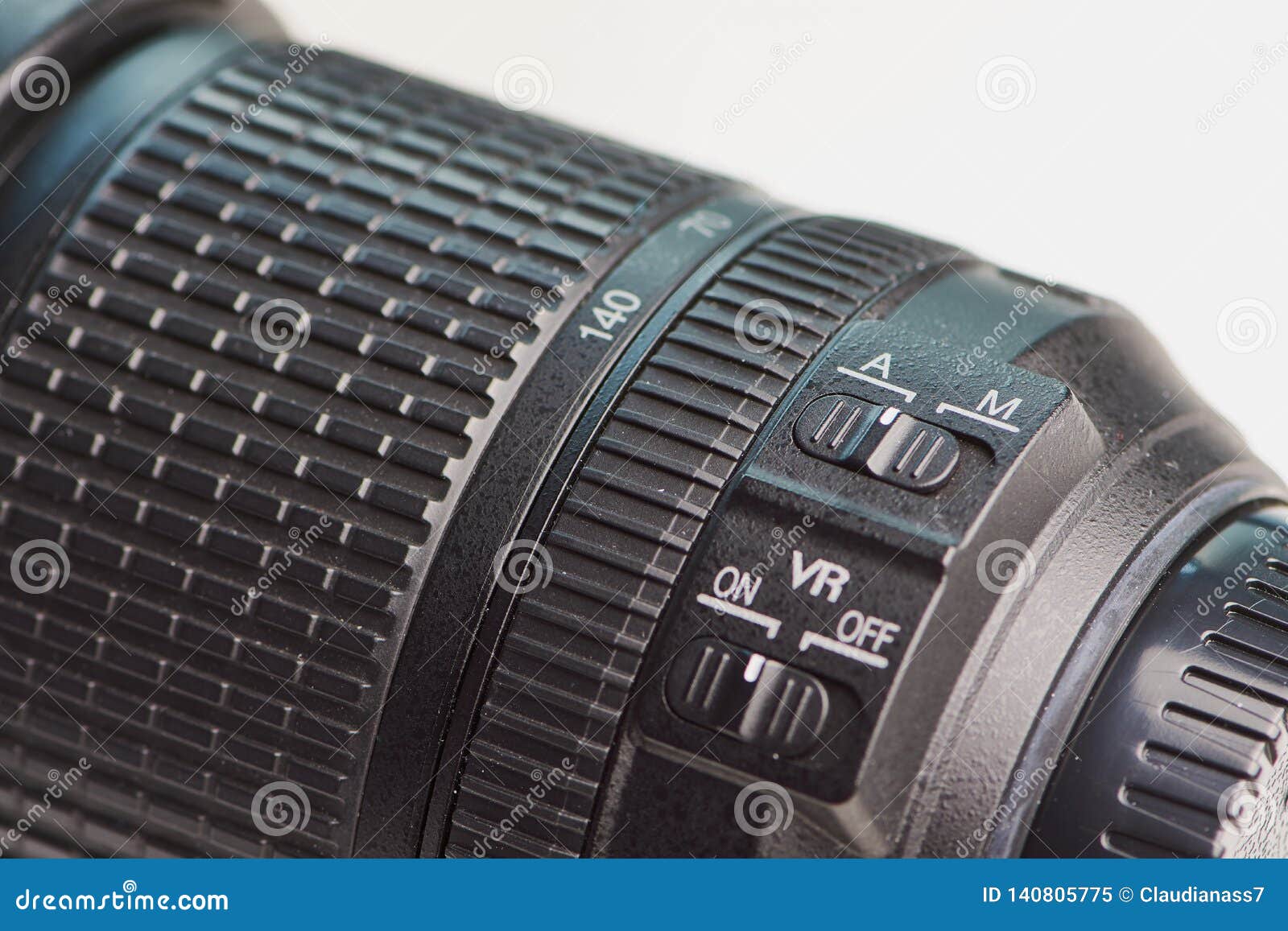 Close Up View on Stabilizer Switch of an Objective for Cameras Stock ...