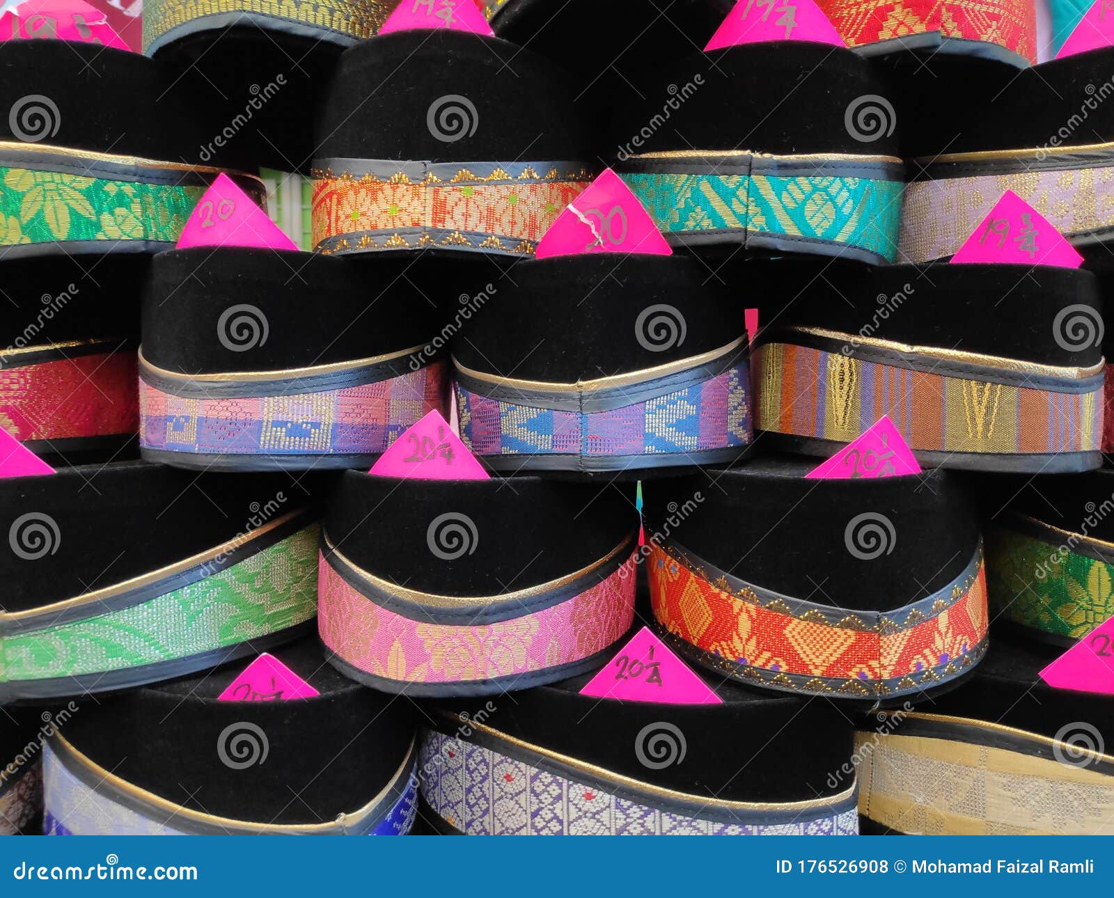 Close Up View Stack of Songkok or Traditional Songkok Hat for Muslims ...