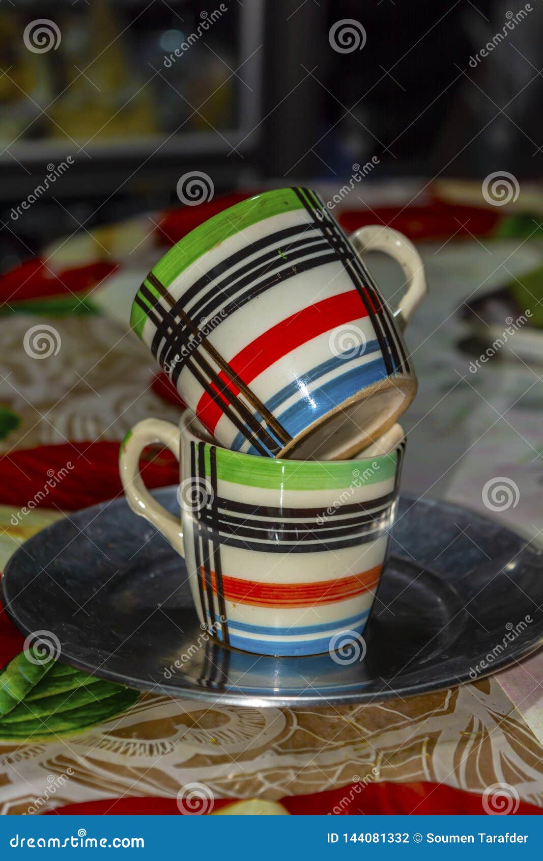 Stack of Two Colorful Cups. Stock Photo - Image of cups, dishware ...