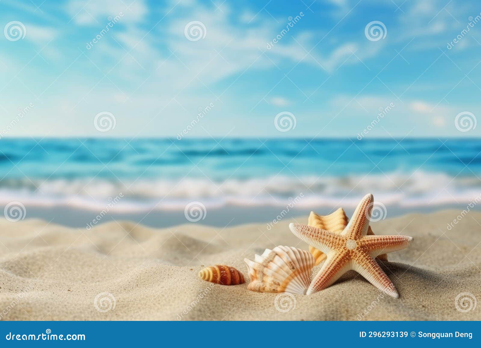 Close-up View of Star Fish and Shells Conch on Tropical Sand Beach ...