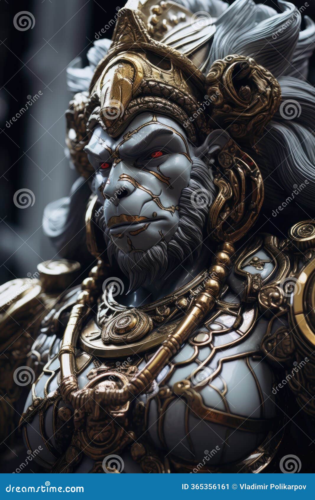 Statue Of A Monkey Family On Lamp Post On Blue Sky. Stock Image ...