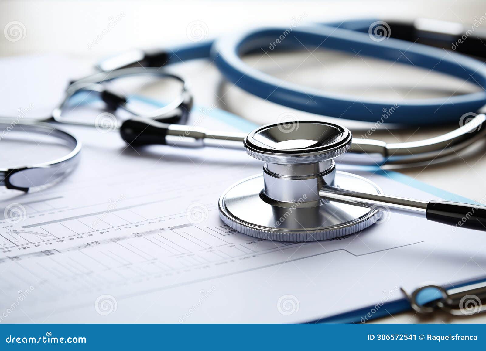 Close-Up View Of A Stethoscope And Medical Documents On A Doctors Desk ...