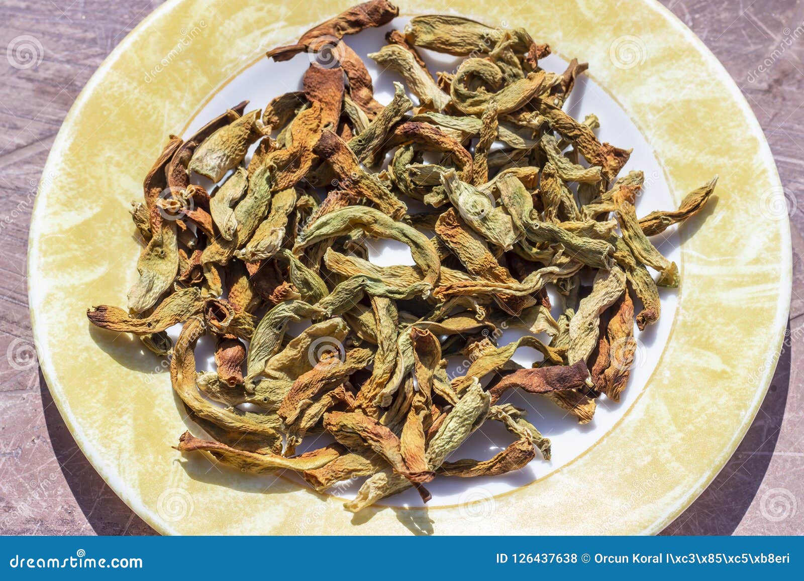 Close-up View of String Beans Dried Under the Sunlight on the Plate ...