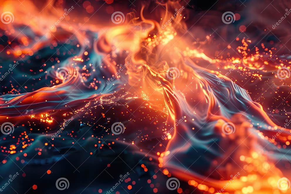 A Close-up View of the Surface of Fire and Water, Showcasing Their ...