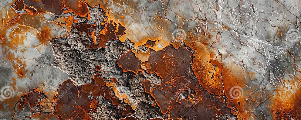A Close-up View of a Surface Where Rust and Marble Textures Meet, with ...