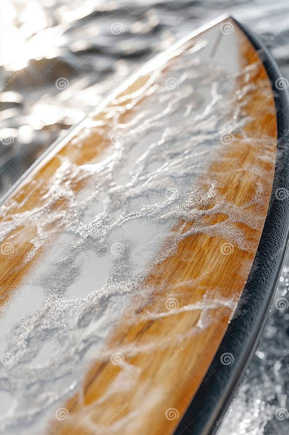 A Close-up View of a Surfboard Floating on the Surface of the Water ...