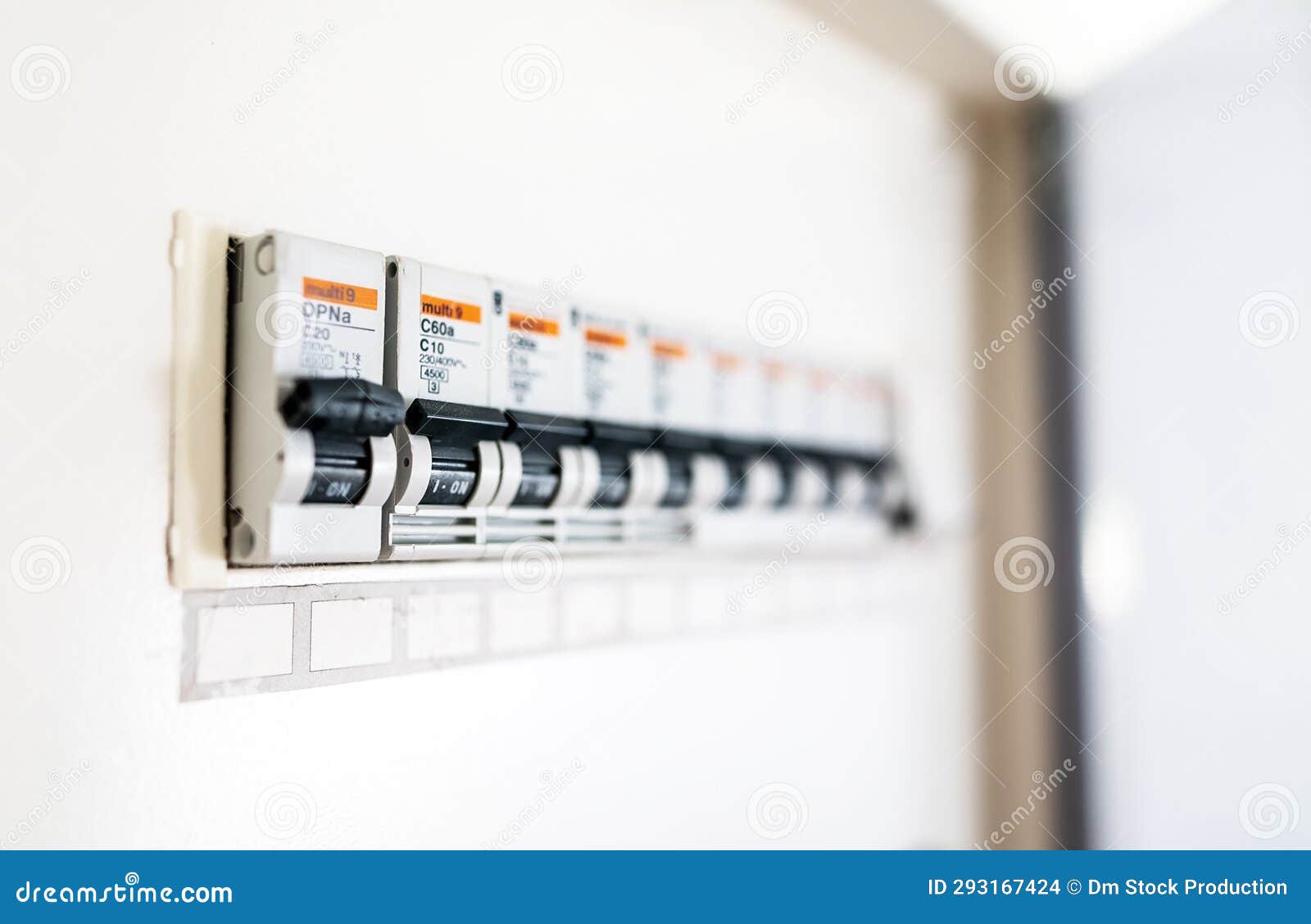 Switches on fuse board stock photo. Image of consumption - 293167424