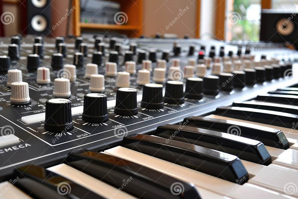 A Close-up View of a Synthesizer with a Complex Array of Knobs and a ...