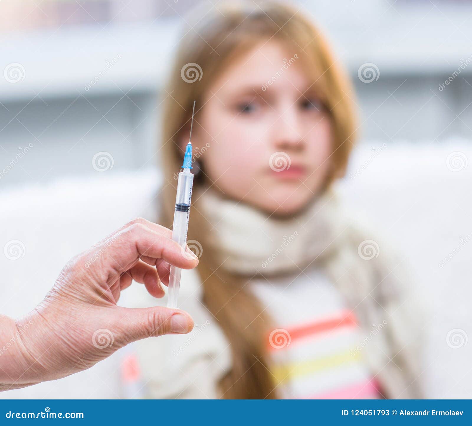Close Up View of a Syringe with a Child at the Background Stock Image ...