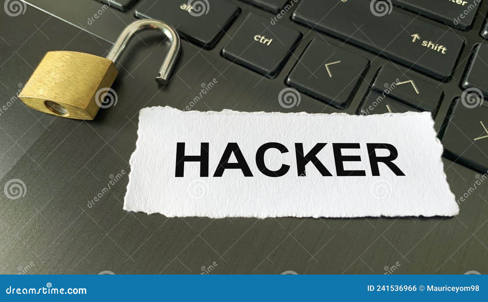 Close Up View of Text on Torn Paper - Hacker. with Blurred Locker and ...