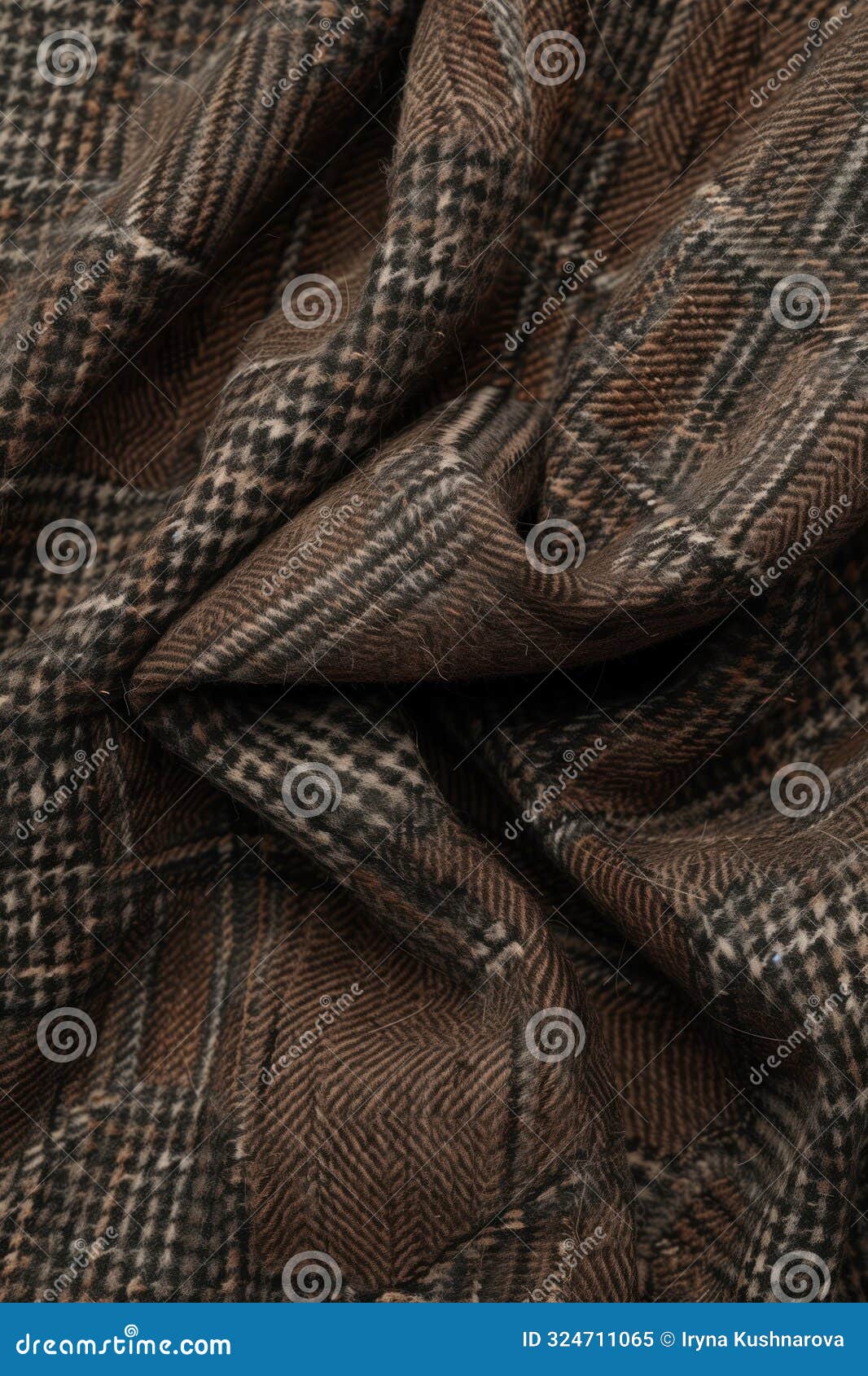 Brown Tweed Fabric with Checkerboard Pattern. Close-up View of Textured ...