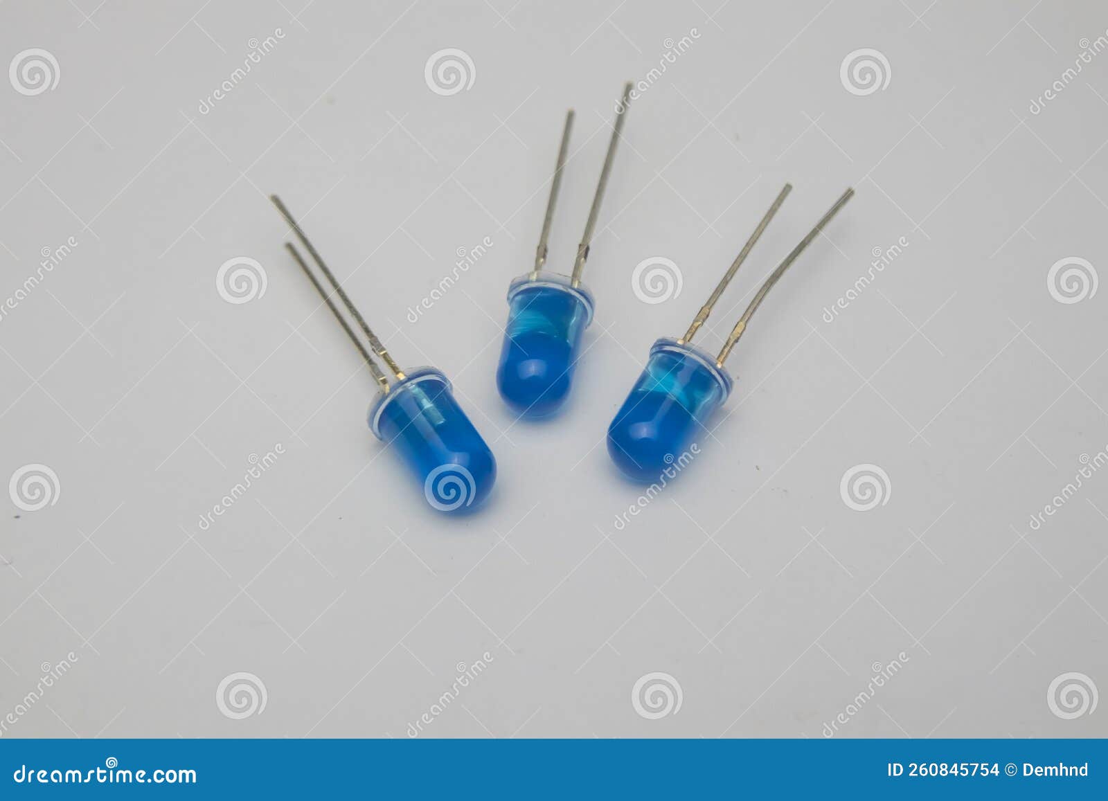 Close-up View of Three Blue LED (Light Emitting Diode) Components on a ...