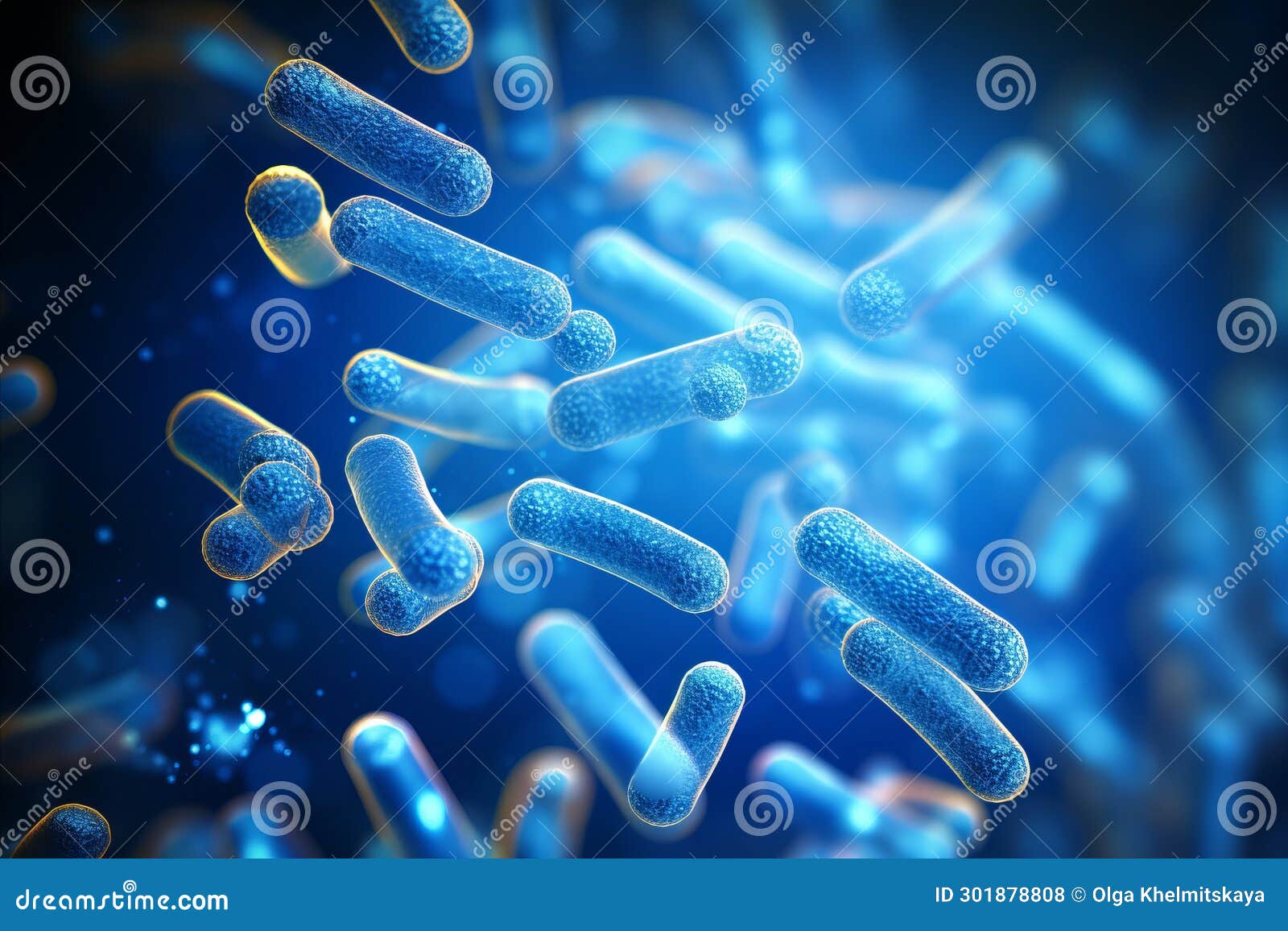 Close-up View of Tiny Blue Bacteria Under Microscope, Scientific ...