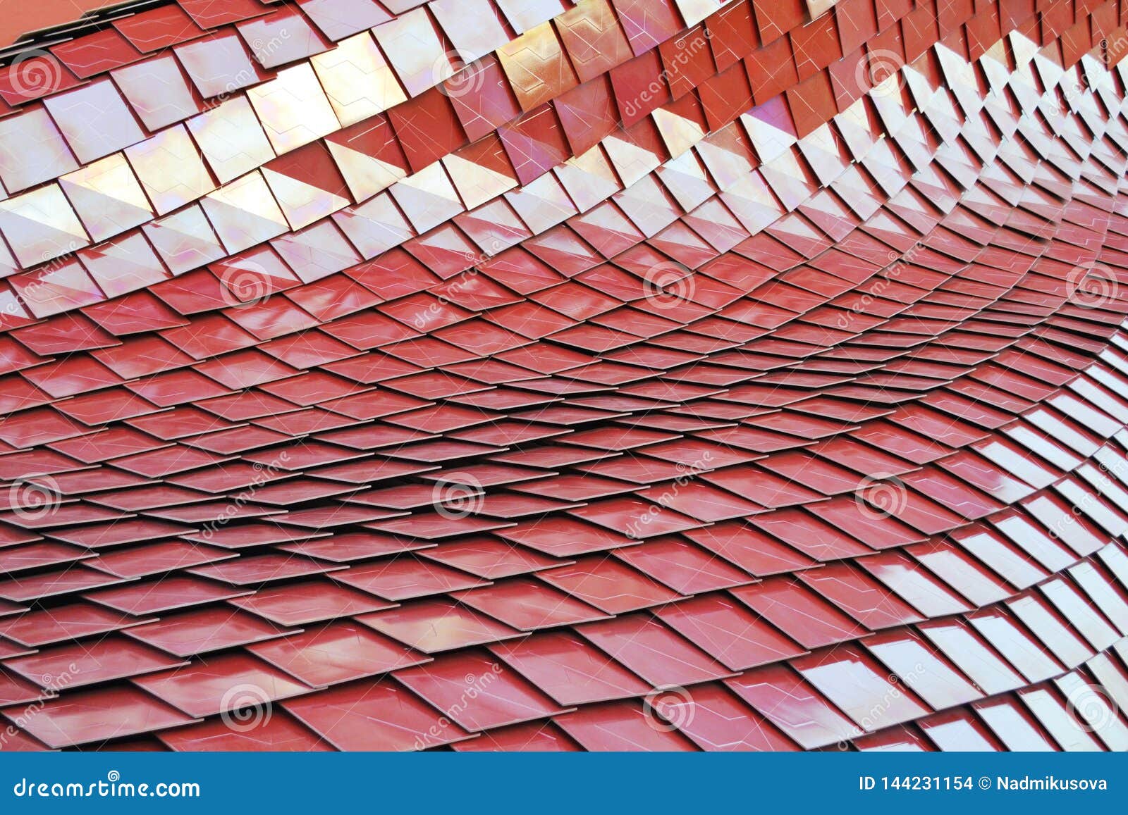 Close-up View To the Abstract Design of Maroon Ceramic Tiles Curved ...