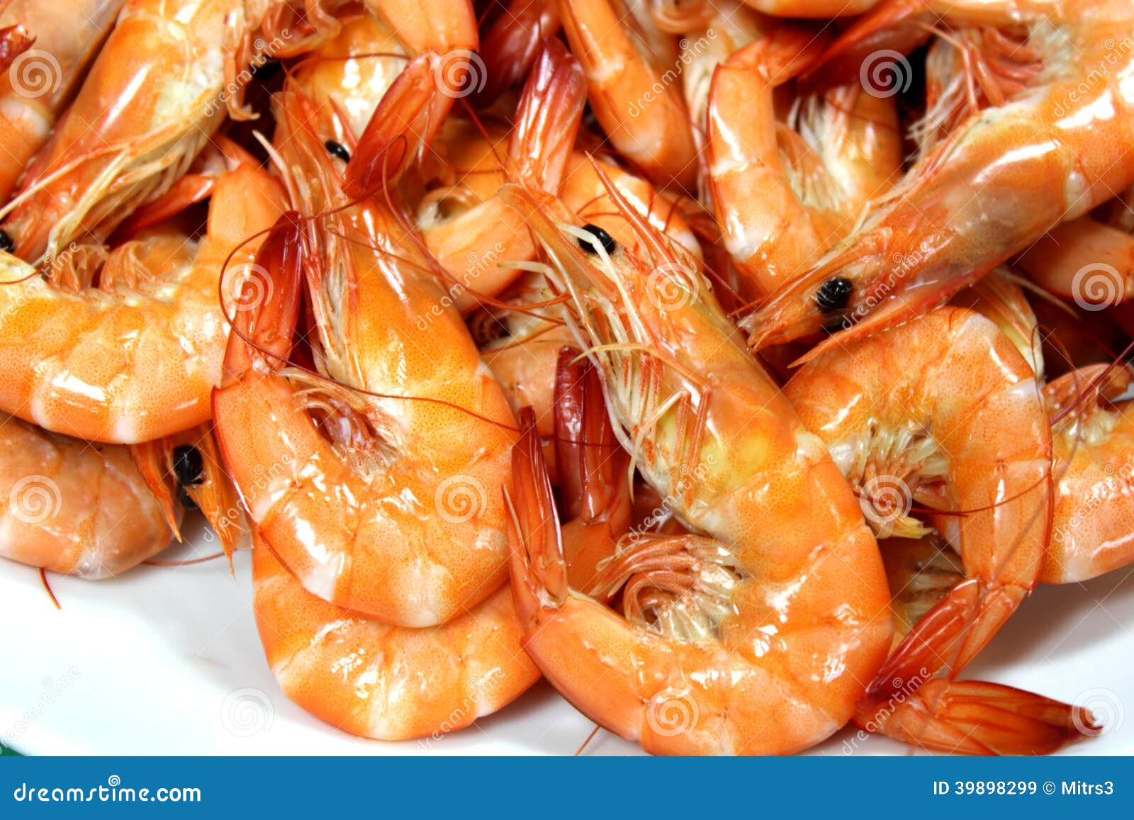 Close-up View To Cooked (boiled) Shrimp on Plate. Stock Image - Image ...