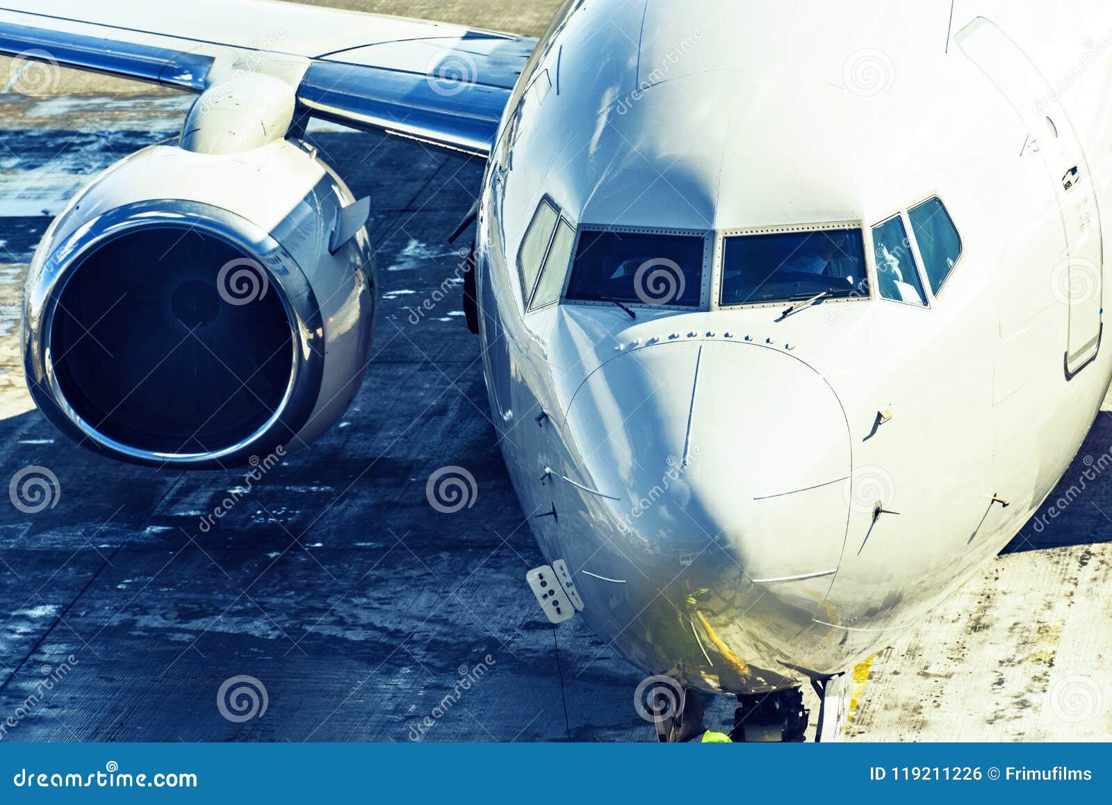 Close-up View To Plane Pushing Back from Gate Stock Photo - Image of ...