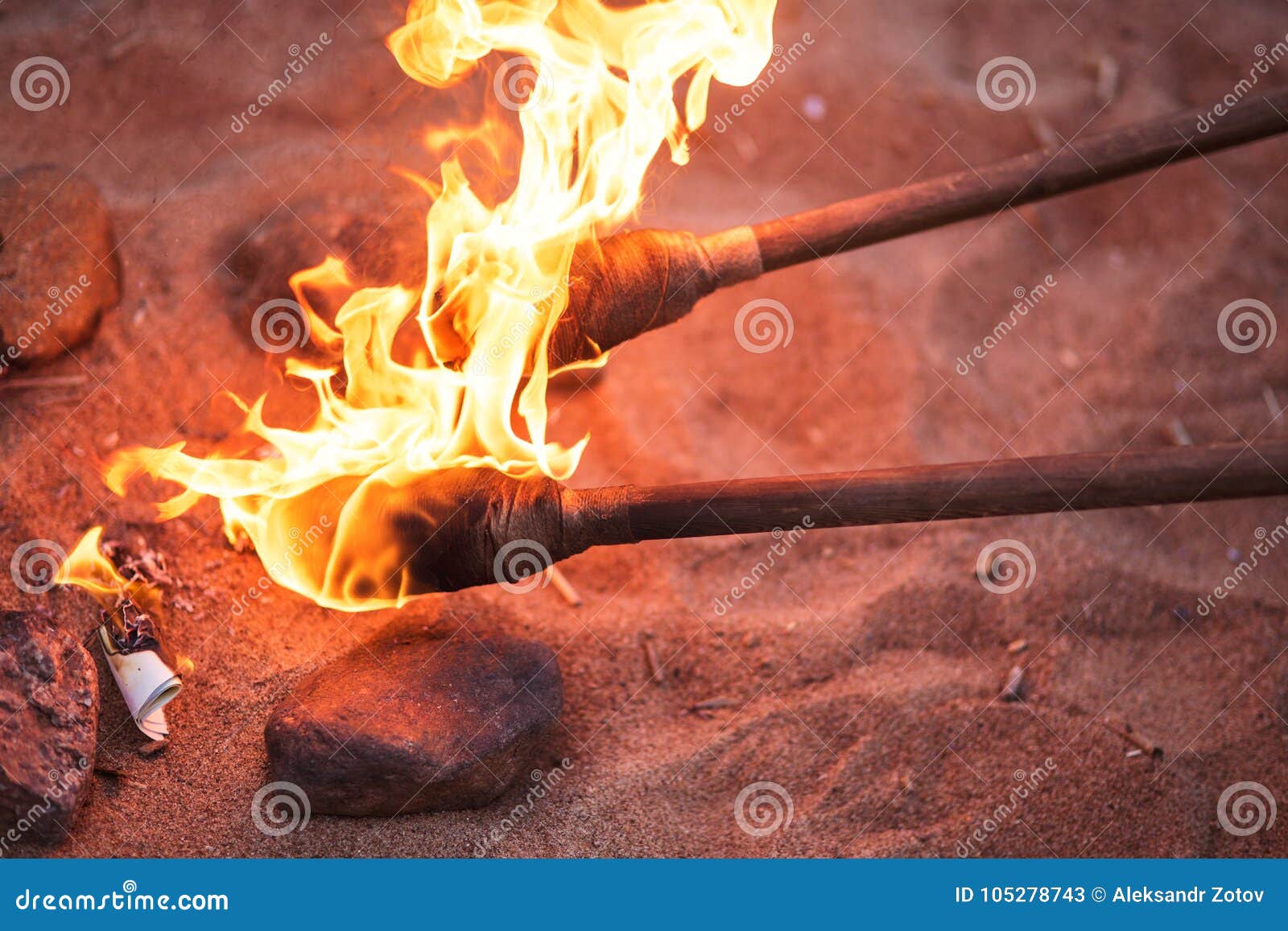 Close Up View at Torches on the Beach Stock Image - Image of beach ...