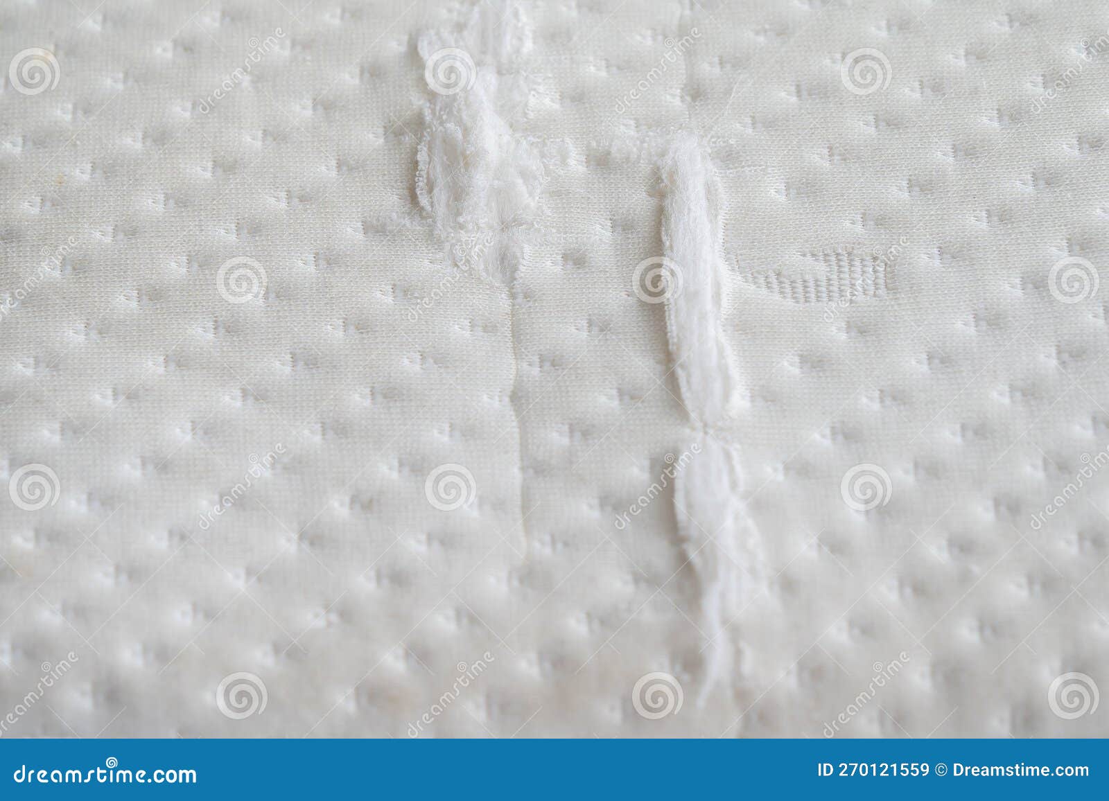 Close-up View of the Torn White Pillow Stock Image - Image of string ...