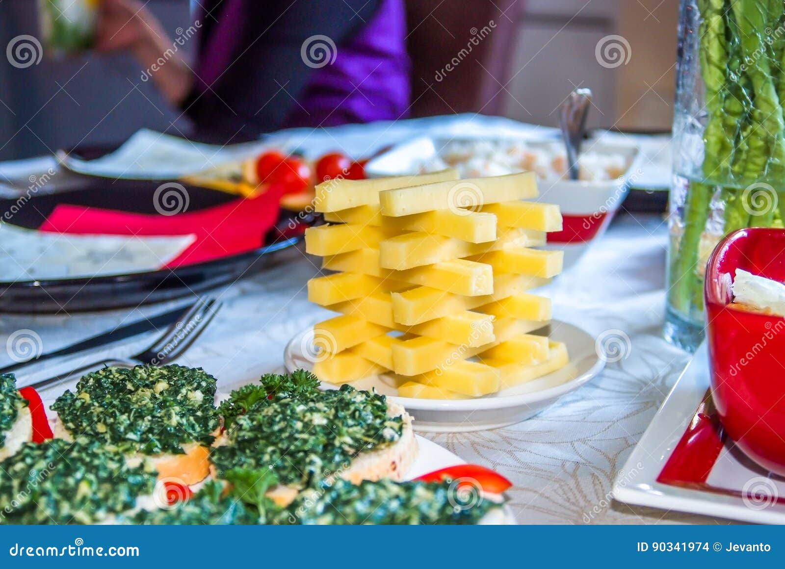 Close Up View of Tower Made from Cheese Blocks Stock Photo - Image of ...