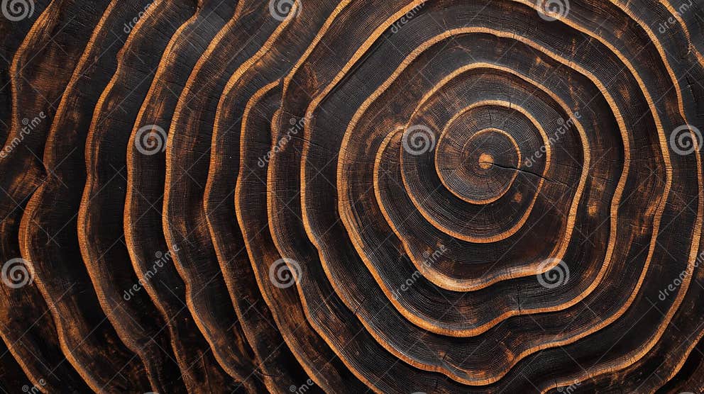 Close-up View of Tree Trunk Rings with Circular Grain Pattern Stock ...