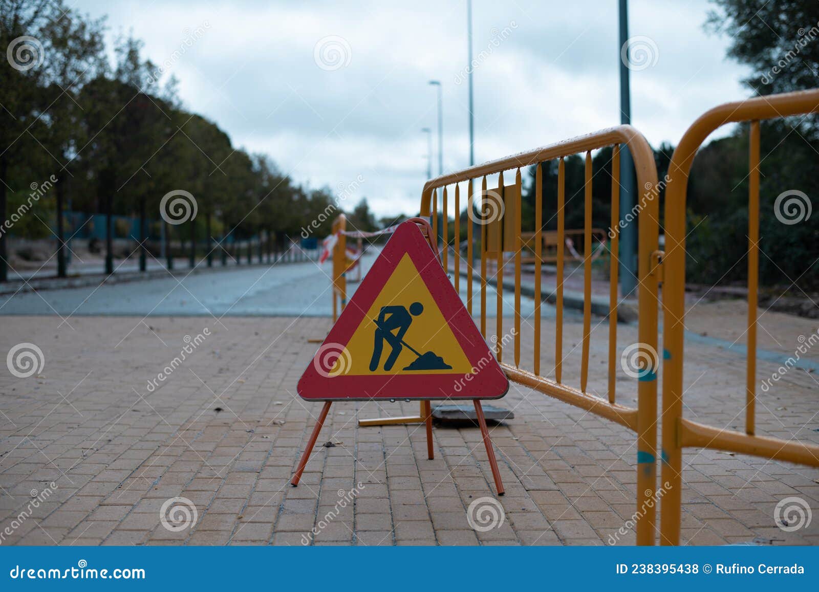 Close-up View of a Triangular Construction Warning Sign Stock Photo ...